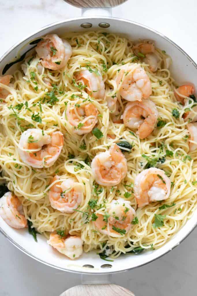 Sautéed Lemon Garlic Butter Shrimp Pasta - The Matbakh