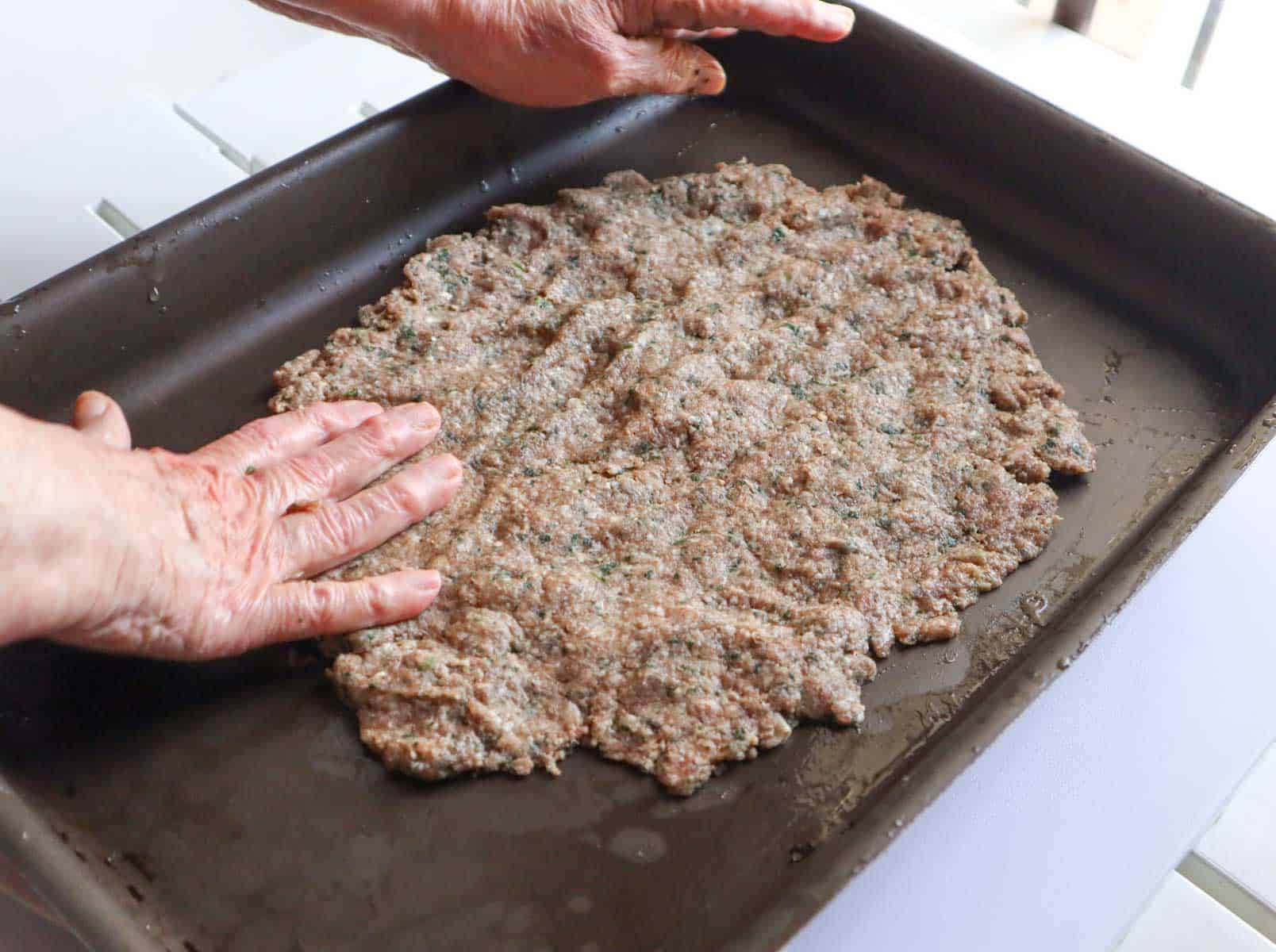 Lebanese Kafta Bil Sanieh - Baked Kafta and Potatoes - The Matbakh