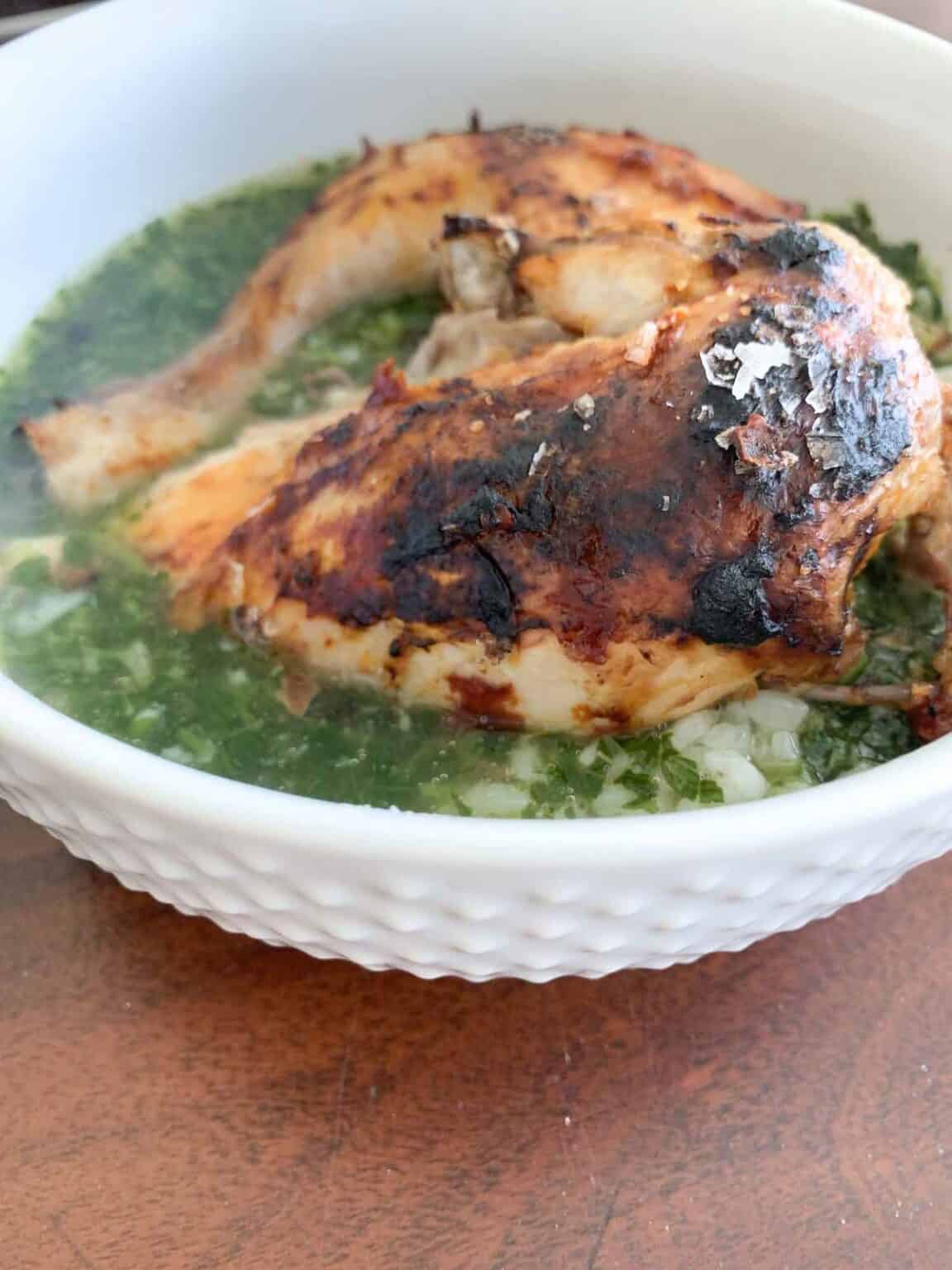 Egyptian Minced Molokhia with Roasted Chicken - The Matbakh